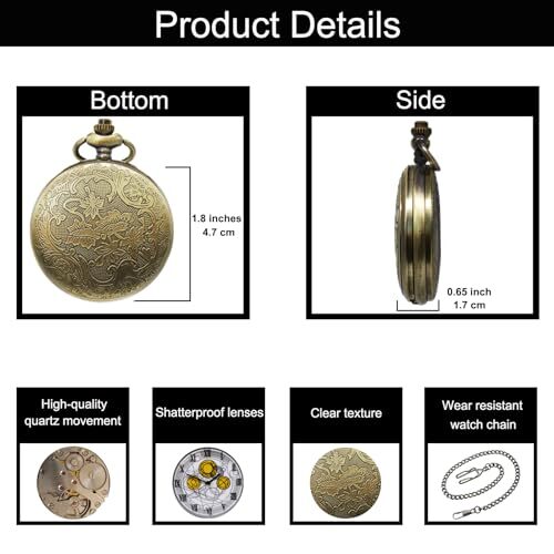 SIMAOTE Vintage Pocket Watch, Doctor Who Pocket Watch, Quartz Pocket ...