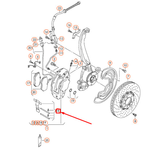 AUDI Q7 4L FRONT BRAKE CALIPER ATTACHMENT PARTS SET 4F0698269A NO DUTY ...