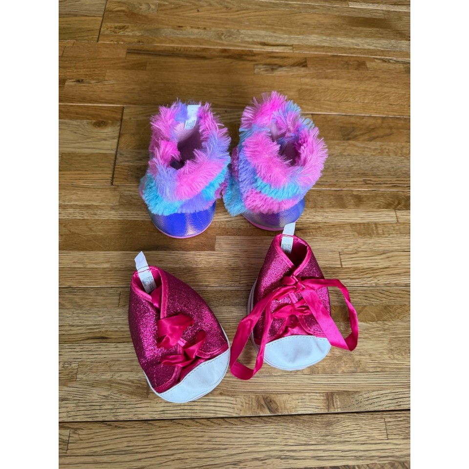 Build a Bear Workshop Shoes Furry Boots & Glitter Sneakers Set Pink | eBay