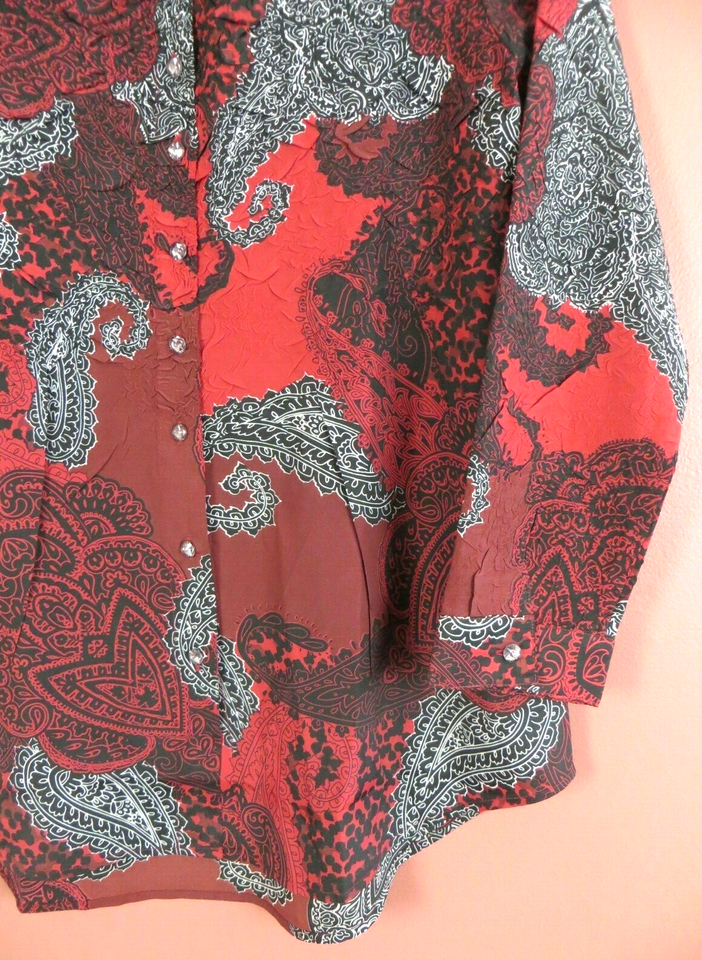 TB09523- CHICOS Women's Polyester Shirt 3/4 Sleeve Paisley Multicolor ...