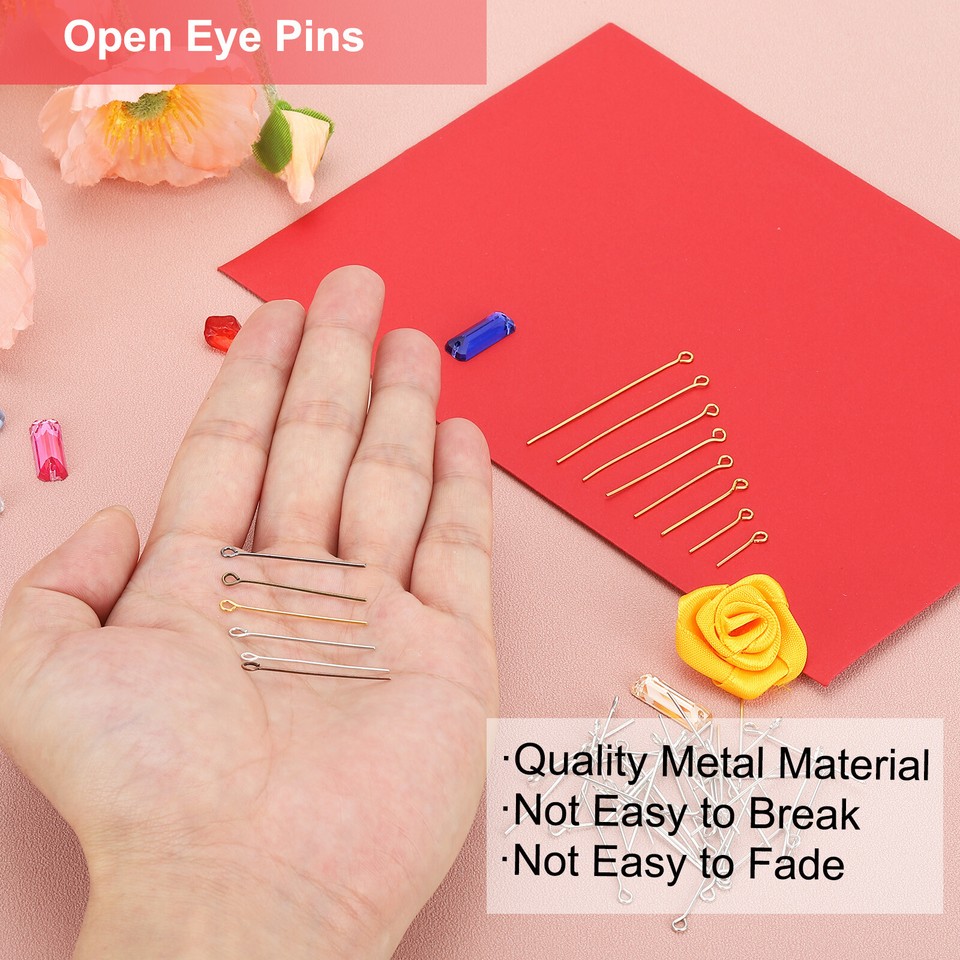 40mm Open Eye Pins, 150Pcs 21 Gauge Metal Head Pins Needles, Bronze ...