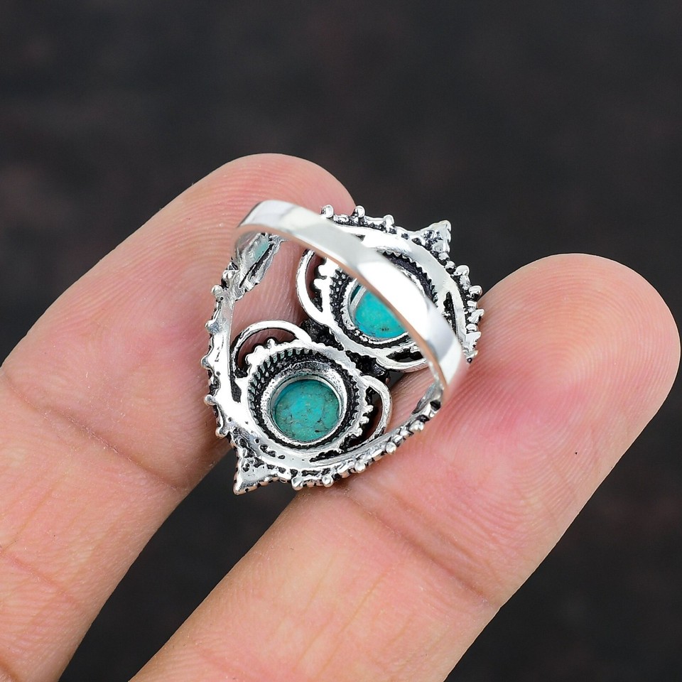 Santa Rosa Turquoise 925 Silver Gemstone Handmade Ring Jewelry Size 7 ...