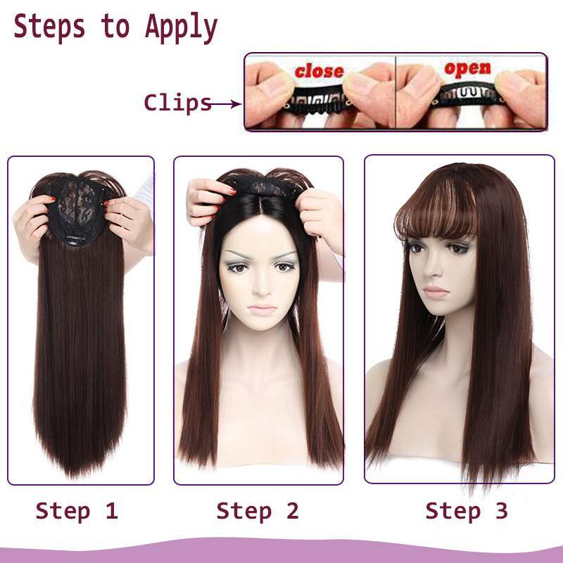 Women Toupee Clip in Full Head Cover Hair Extensions 100% Real as Human ...