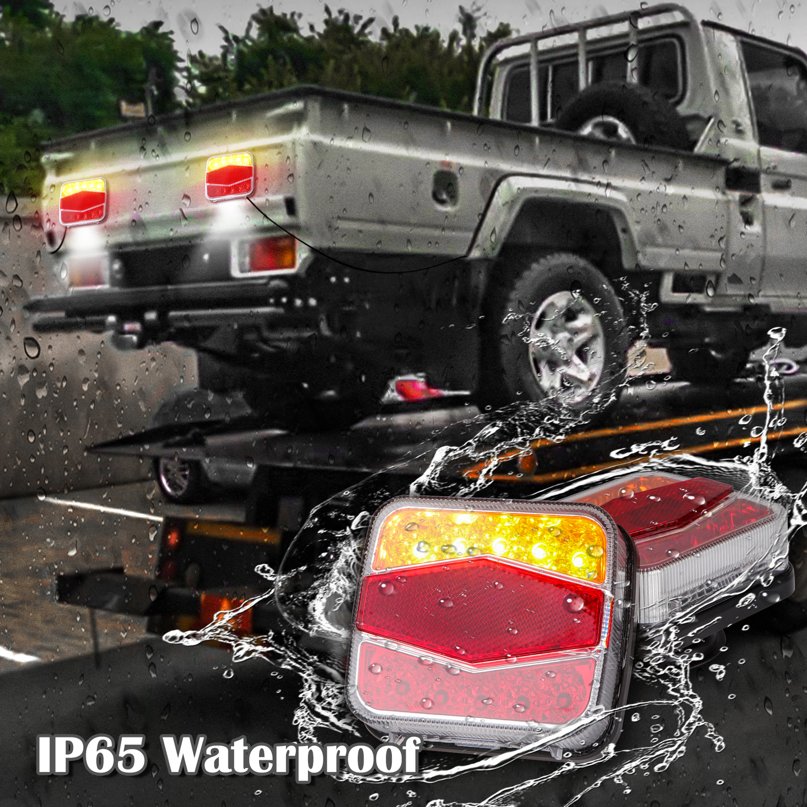 Magnetic Wired LED Towing &Trailer Tail Lights Kit for Trucks Trailers ...