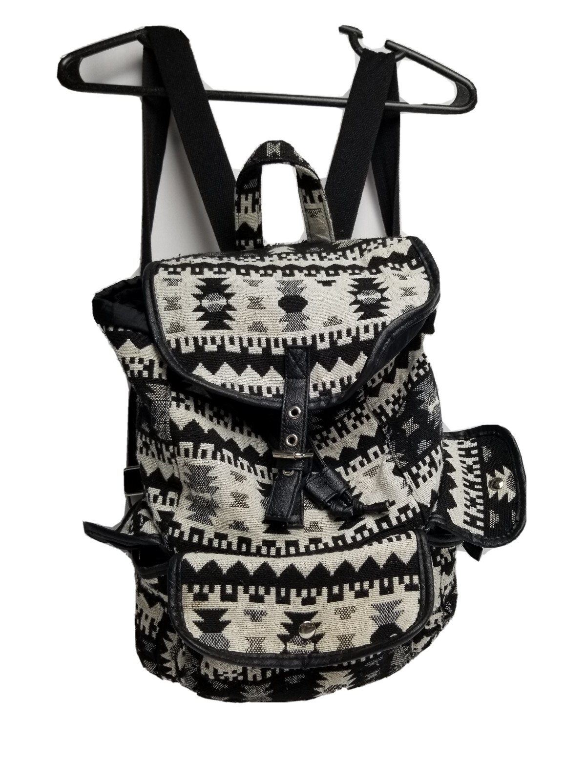 Aztec Black And White Backpack Bag Festival 4 Pocket Street Wear "Read ...