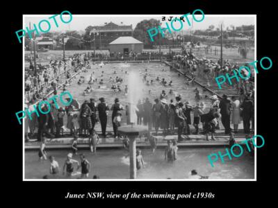 OLD 8x6 HISTORIC PHOTO OF JUNEE NSW VIEW OF THE TOWN SWIMMING POOL ...