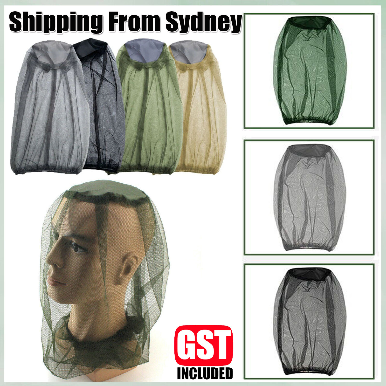 Mosquito Insect Head Net Mesh Protector Hat Fly Bee Bug Outdoor Fishing ...