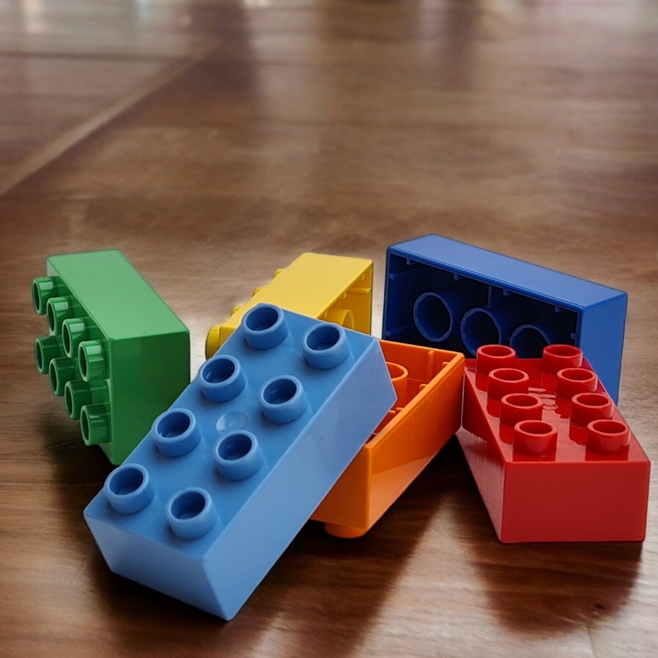 Six Bricks Set. Duplo 2x4 Blocks, 6 Colour Set. Genuine Lego, Washed ...