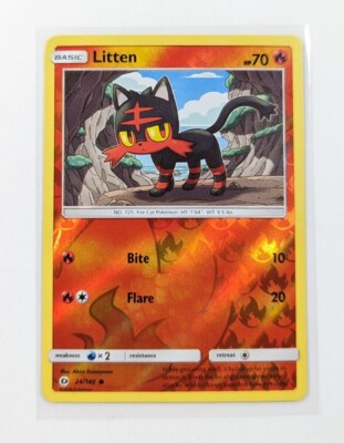 Pokémon TCG Litten Sun & Moon Base Set 24/149 Reverse Holo NM | eBay