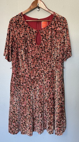 Modcloth Womens Dress Size 2x Plus Floral Burnout Velvet Flowy Fall ...