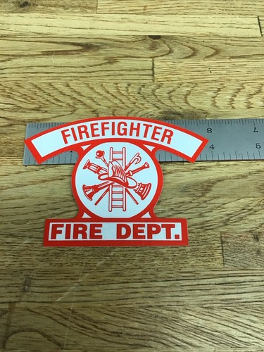 Firefighter Fire Dept. Silver / Red Helmet Shield Decal B-7 | eBay