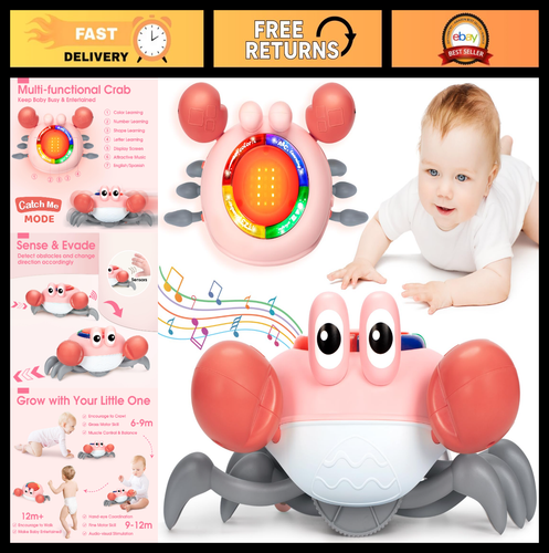 Crawling Crab Baby Toy - Light-Up Dancing Tummy Time Educational Toy ...