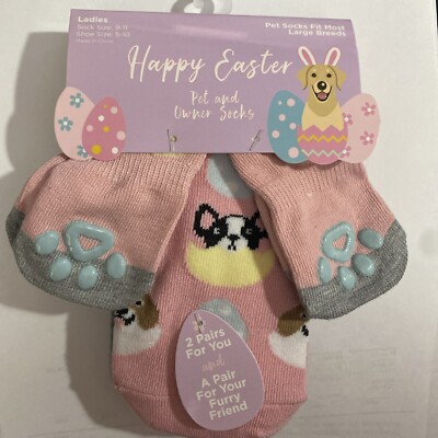 Easter Socks 2 Woman's Ankle (9-11) + 1 Set For Your Large Dog (4 pc ...