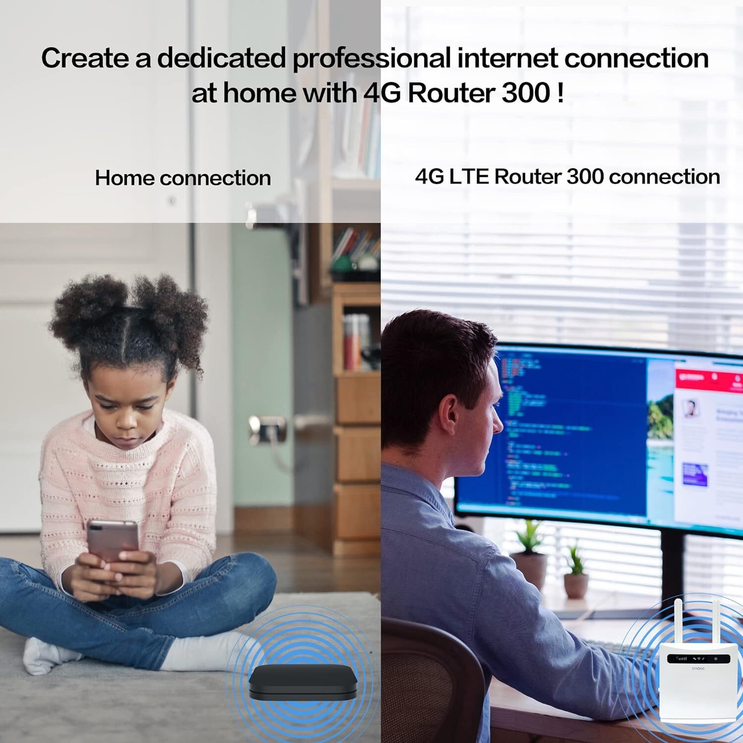 STRONG 4G LTE Wi-Fi Router, CAT 4, SIM Slot, N300 Wi-Fi Router, 4 LAN ...
