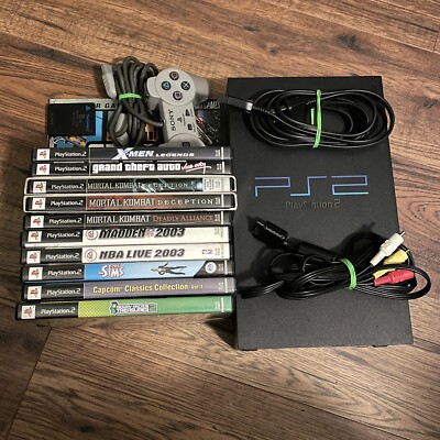 PlayStation 2 Fat Console Bundle Lot - PS2 w/PS1 Controller 9 Games ...
