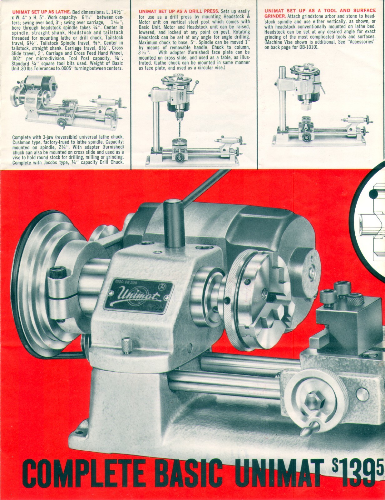 Unimat Lathe DB200 Manual, Parts List, Machining Techniques, PDF Computer Format | eBay