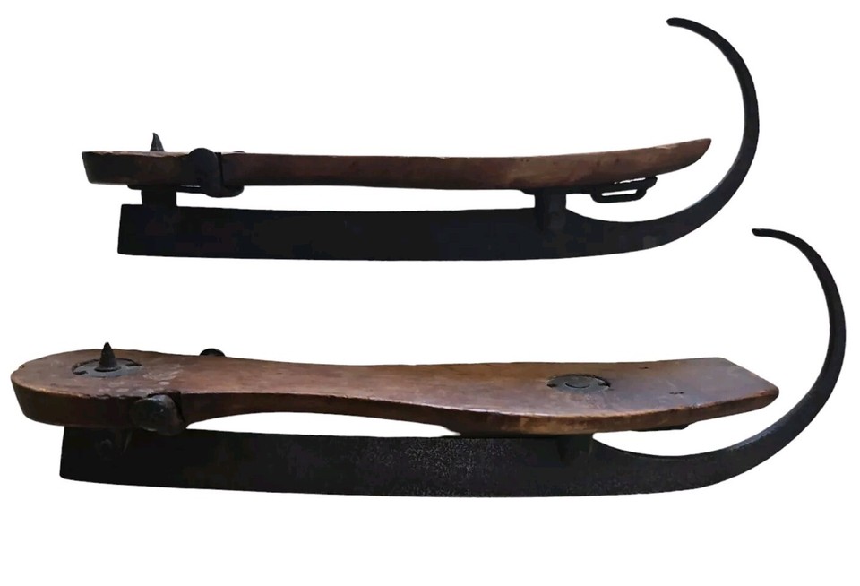 Antique Kleine's Newark N.J. 1800s Wood & Steel Ice Skates Excellent ...