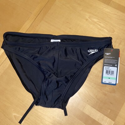 Speedo Solar Brief Swimsuit Size 34 Black Mens Swimming Powerflex Eco ...