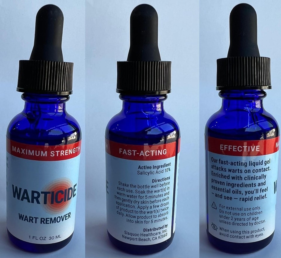 Effective Wart Treatment with Salicylic Acid - 3 Fast-Acting Bottles, 1 ...
