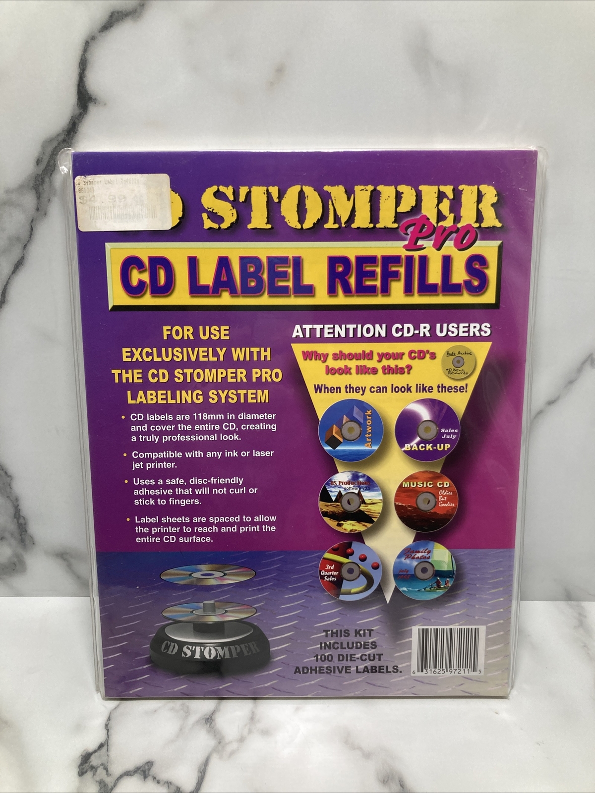CD Stomper Pro Label Refills 100 Die Cut Adhesive Labels for Cd-r Users ...