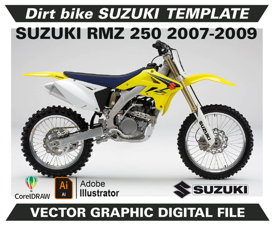 SUZUKI RMZ 250 2007-2009 Template Vector Format Ai CDR EPS PDF M136 | eBay