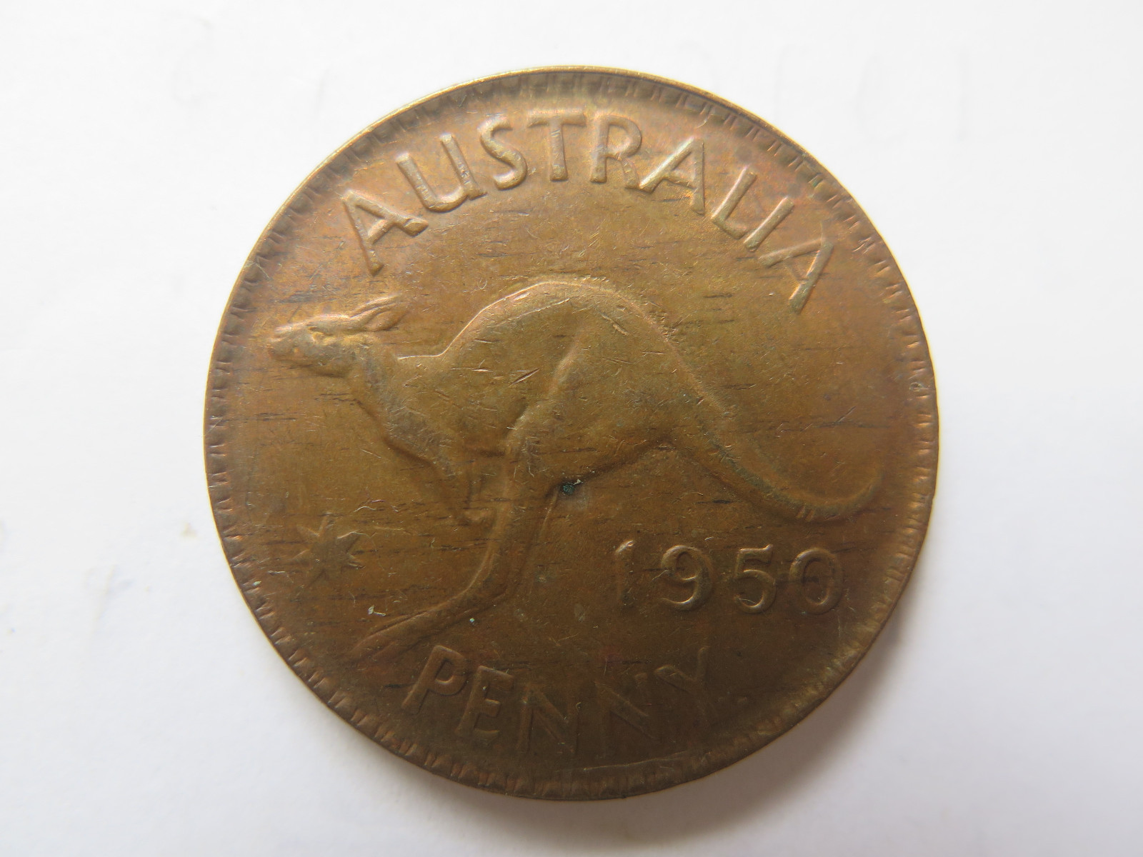 ERROR COIN 1950 AUSTRALIAN PENNY MISSTRIKE MIS STRIKE BAD FLAN FAULT ...