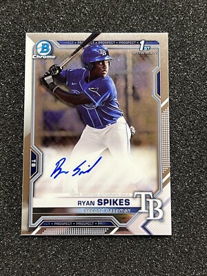 2021 Bowman Chrome Draft Auto 1st Ryan Spikes Tampa Bay Rays Rookie RC ...