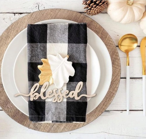 Thanksgiving Place Cards Blessed Thankful Grateful Wood Signs Fall ...