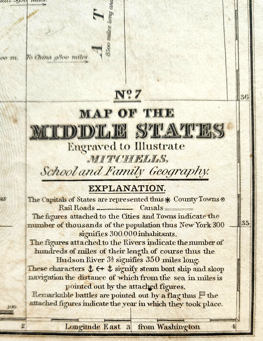1856 Mitchell's Map of the Middle States - Historical Atlas - Rare ...