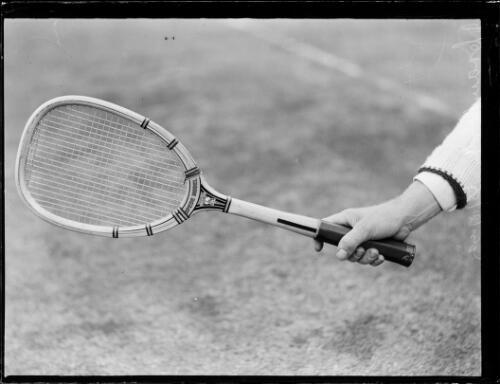 Tennis player Jack Crawford gripping a tennis racquet, NSW, 10 Nov- Old ...