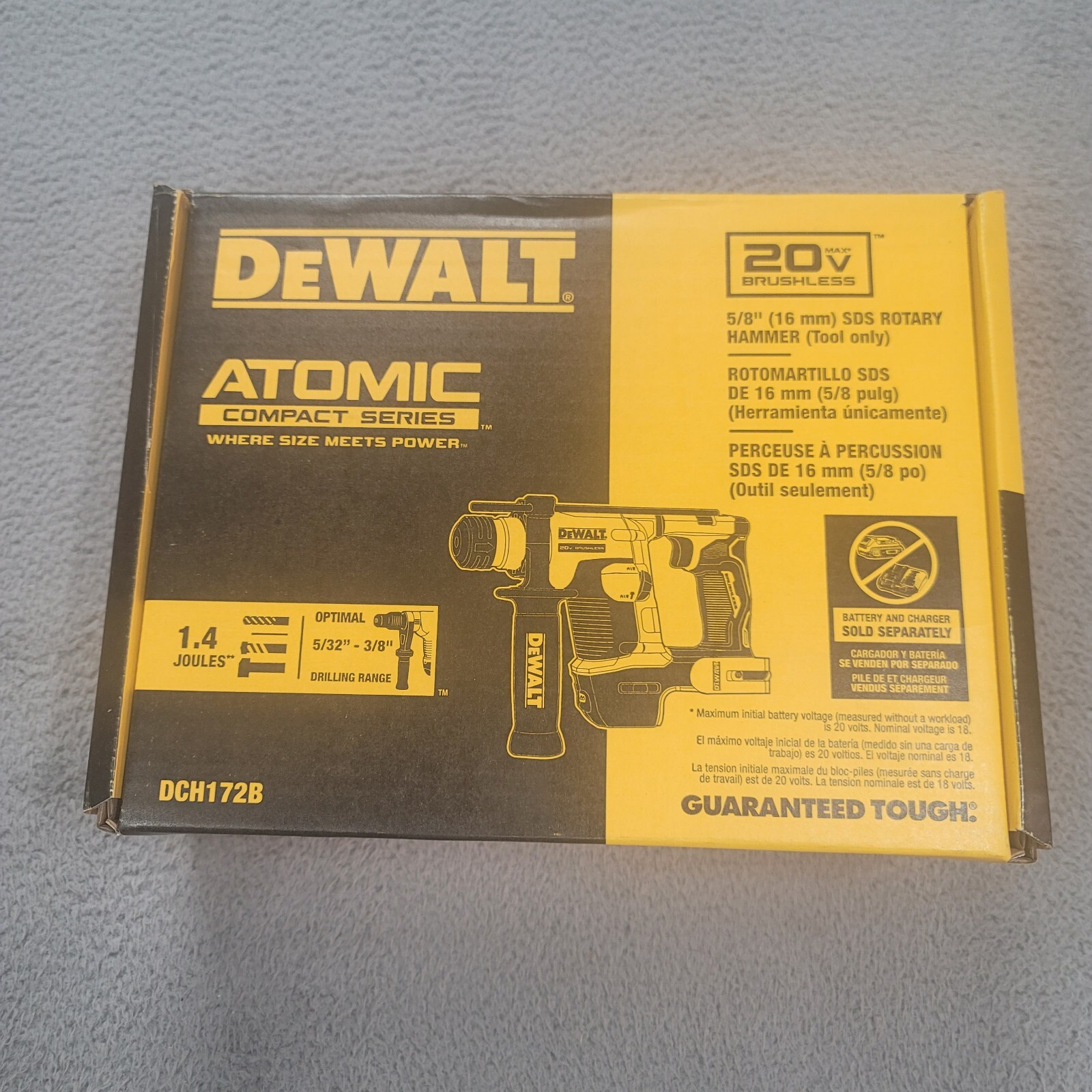 DeWALT ATOMIC 20V MAX 5/8" Cordless Brushless SDS+ Hammer Drill DCH172B ...