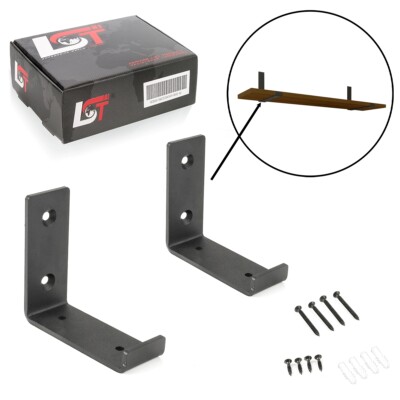 10x Wall Bracket Metal Angle Shelf Bracket Screws Floating Shelf Black ...