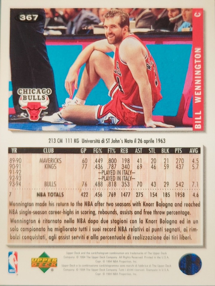 BILL WENNINGTON 1994-95 Upper Deck | eBay