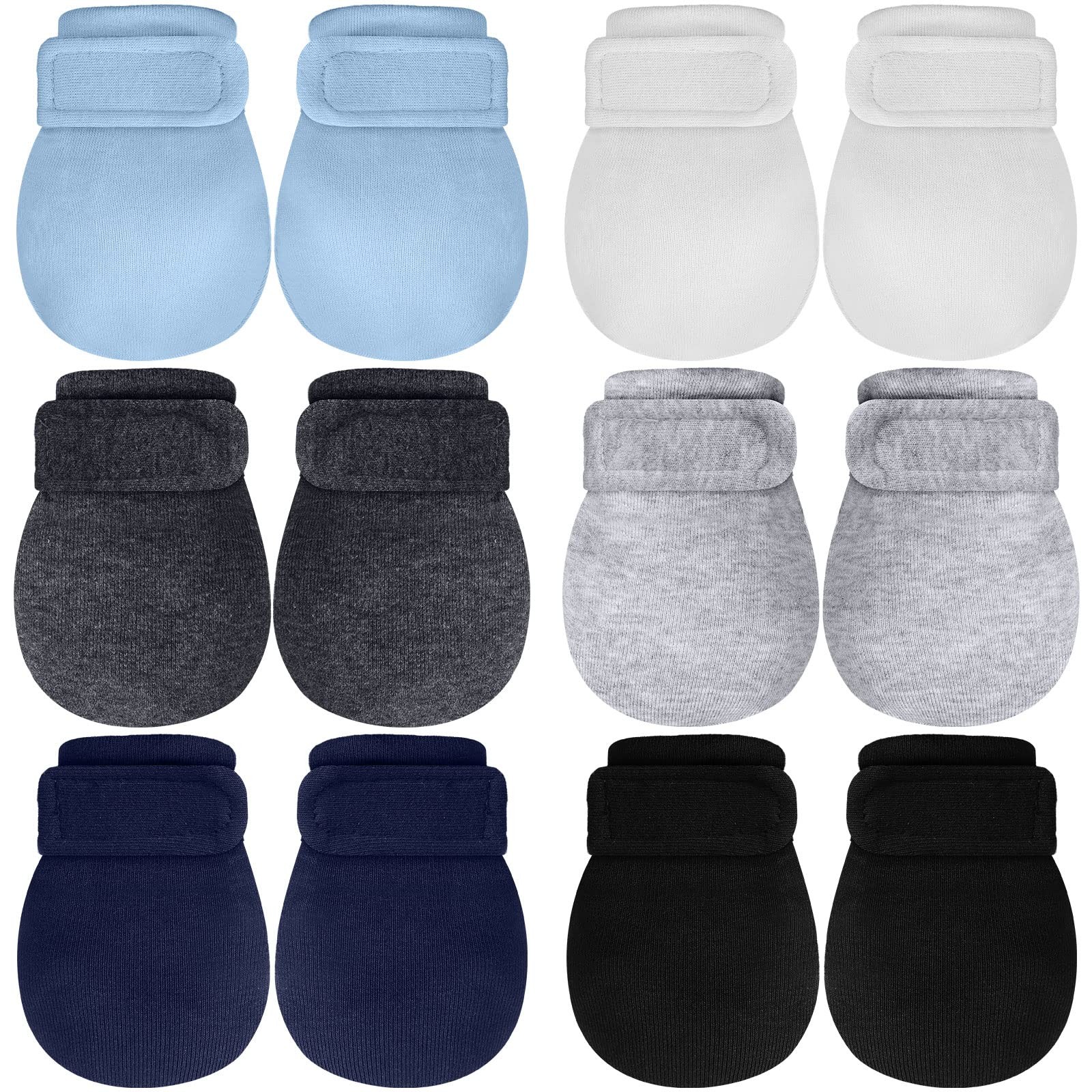 6 Pairs Adjustable Baby Mittens No Scratch Newborn Cotton Breathable ...