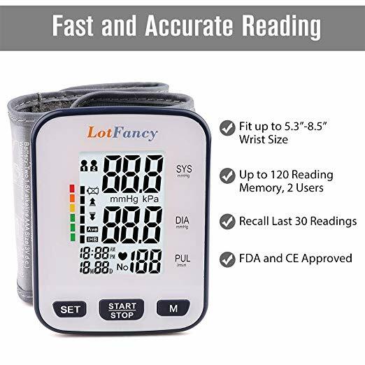 Automatic Digital Wrist Cuff Blood Pressure Monitor BP Machine Gauge ...