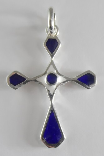 Sterling Silver Dark Blue Enamel Cross Pendant/1.70 Gr. | eBay