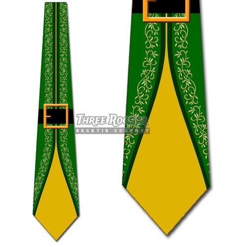 Elf Suit Green and Yellow Elves Tie Men's Christmas Holiday Neck Ties ...