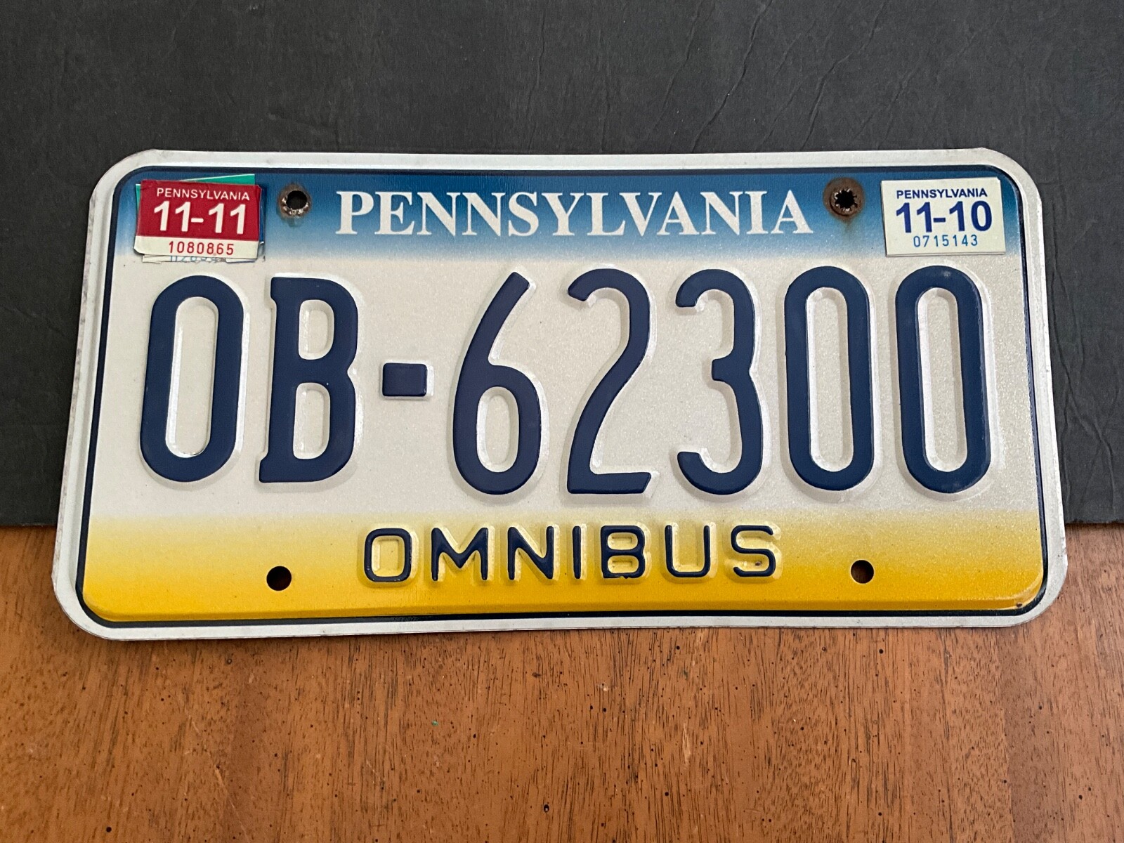 2011 Pennsylvania Omnibus License Plate Tag 2010 OB-62300 | eBay
