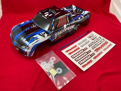 for TRAXXAS STAMPEDE BLUE BLACK WHITE BODY with clips XL-5 VXL 4X4 2WD ...