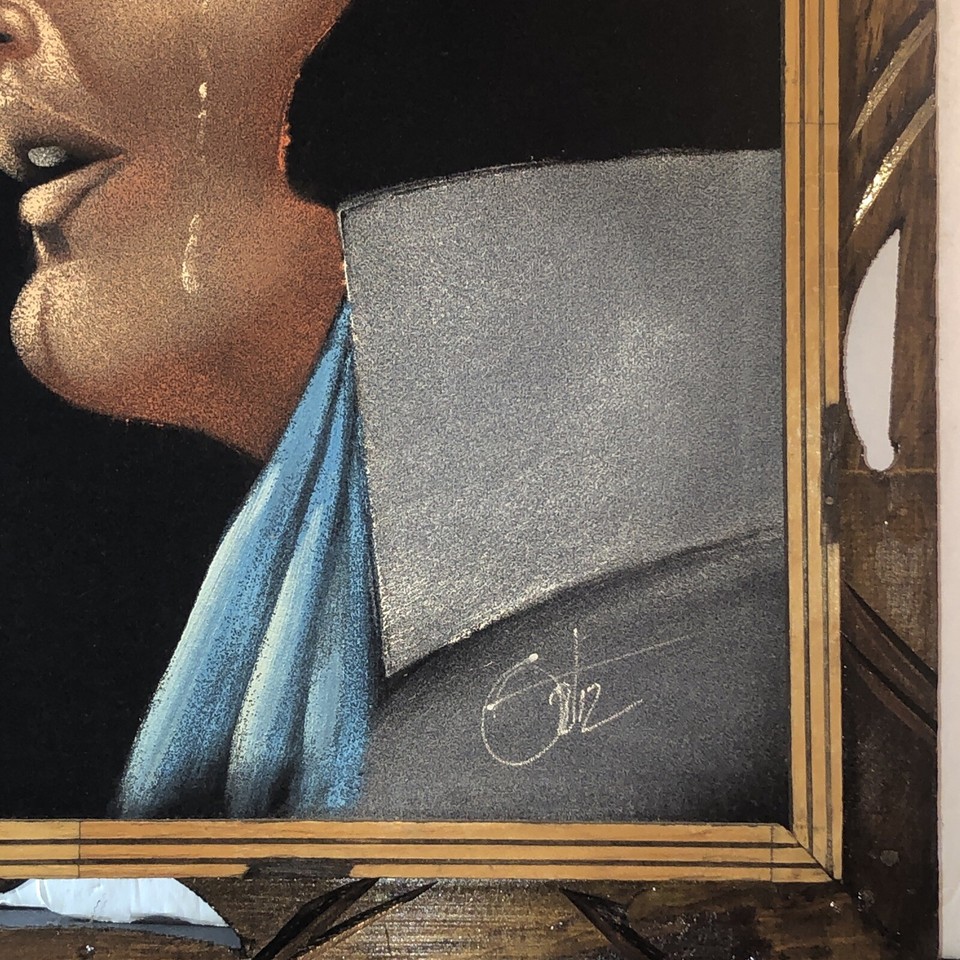 VTG Crying Black Velvet Elvis Presley Hand Painted Painting Wood Frame ...