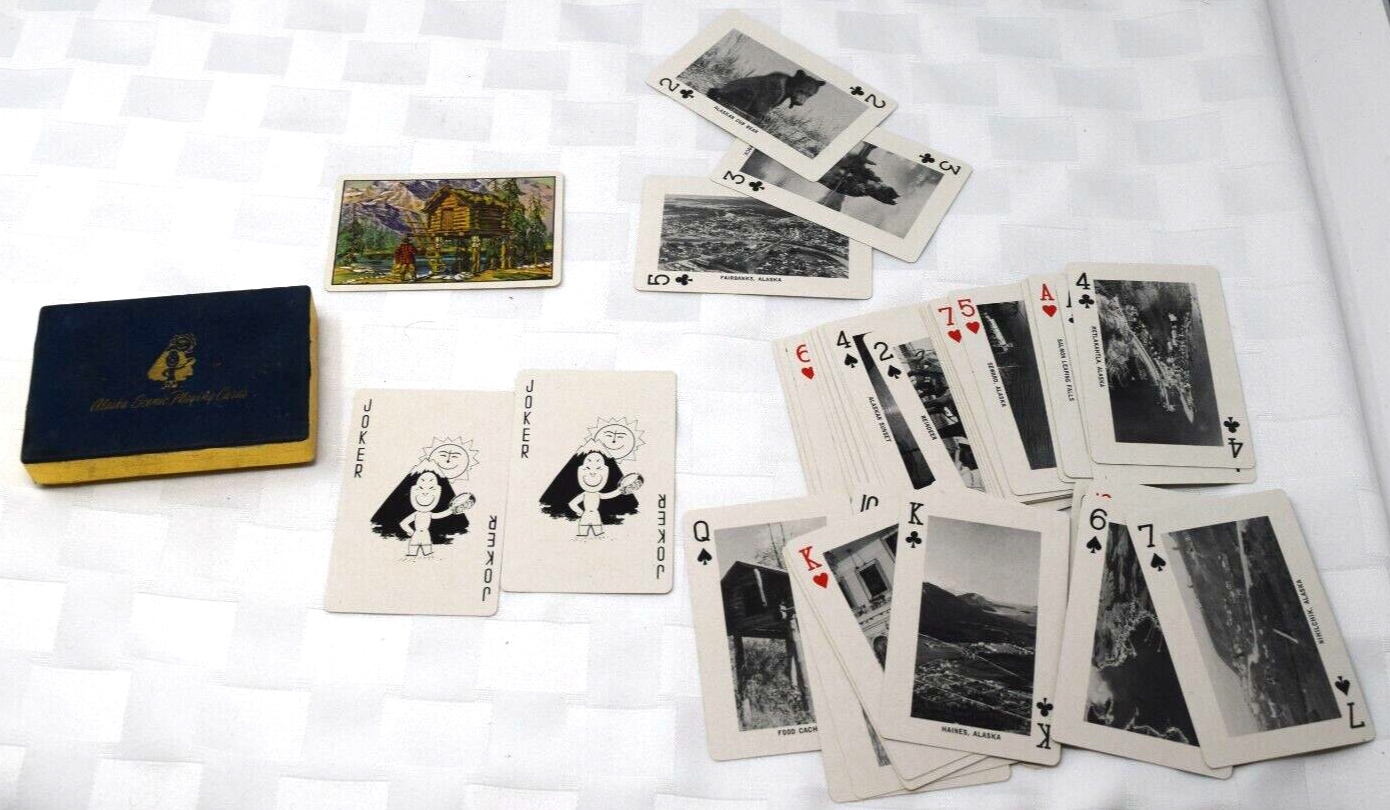 Vintage Alaska Scenic Playing Cards, Box, 51 Cards Plus 2 Jokers 1950s ...