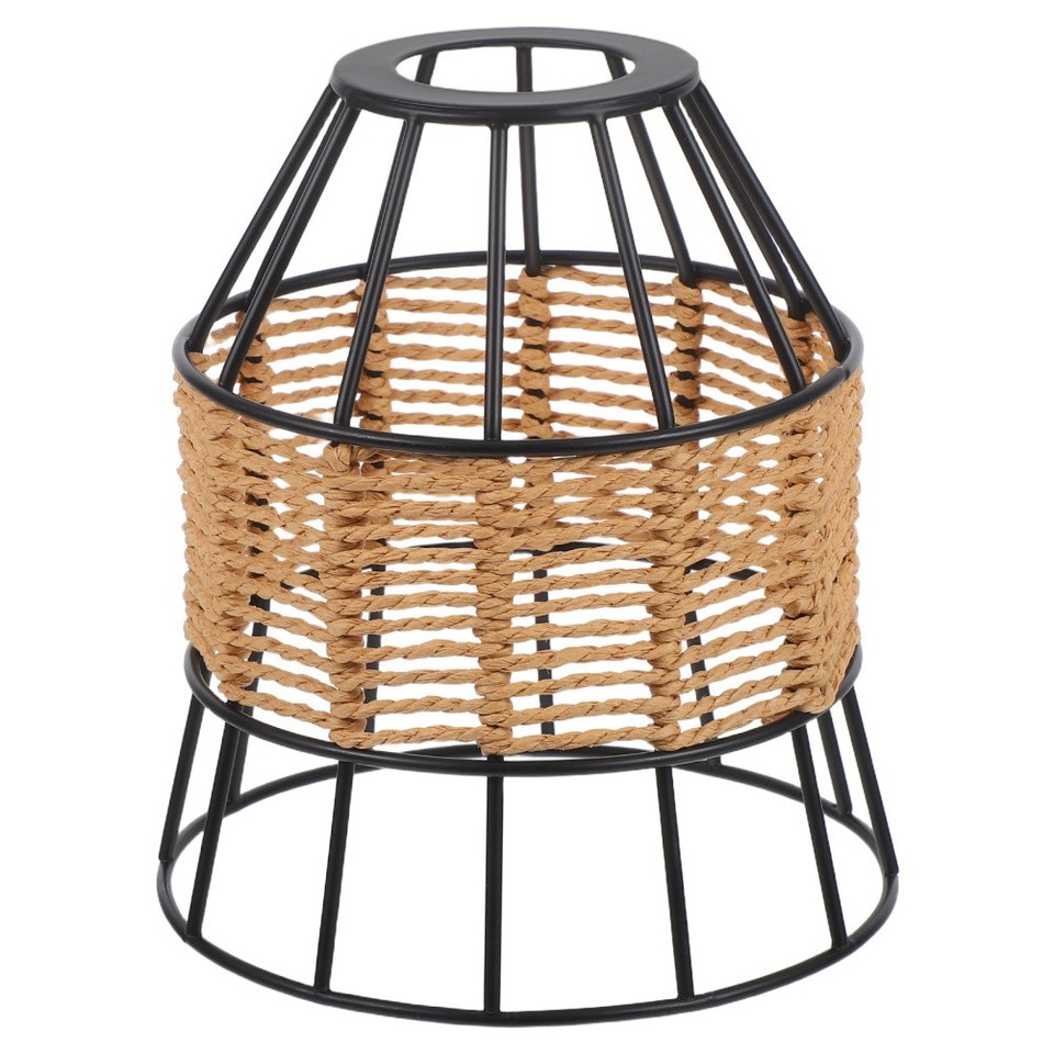 Woven Paper Rope Lampshade - Vintage Iron Wire Lamp Shade Replacement ...