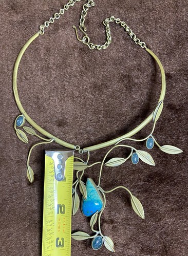 Unique Leaf Necklace Green Stones Welded Leaves | eBay