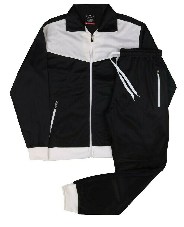 MEN 2TONE SPRING JOGGER TRACKSUIT GYM JOGGING ACTIVEWEAR S M L XL 2XL ...
