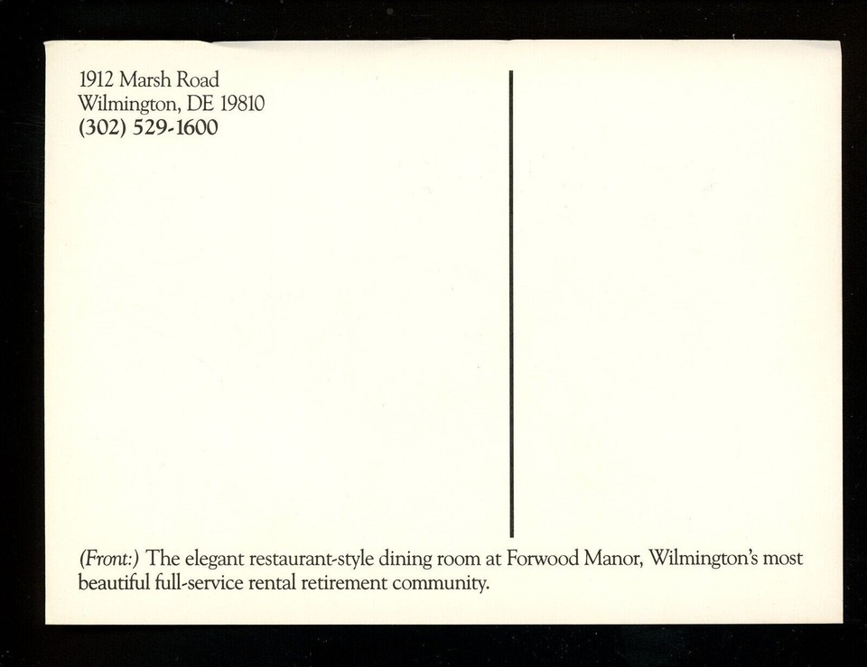 Restaurant postcard Delaware DE Wilmington, Forwood Manor chrome | eBay