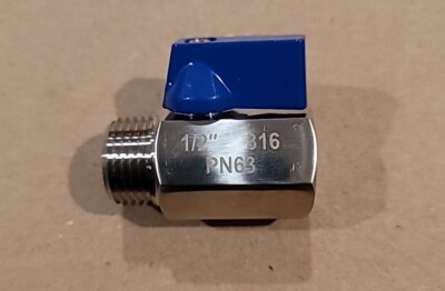 1/2" 316 Stainless Steel PN63 Mini Ball Valve - FxM Female to Male NPT ...