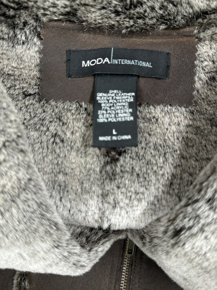 Victoria’s Secret MODA International Leather Coat Jacket Sz Large Faux ...