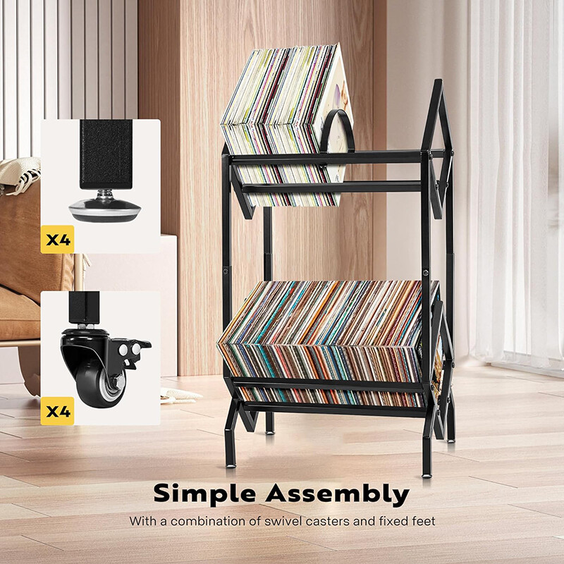 Vinyl Record Storage Rack, Record Holder 160-200 LP Storage Shelf ...