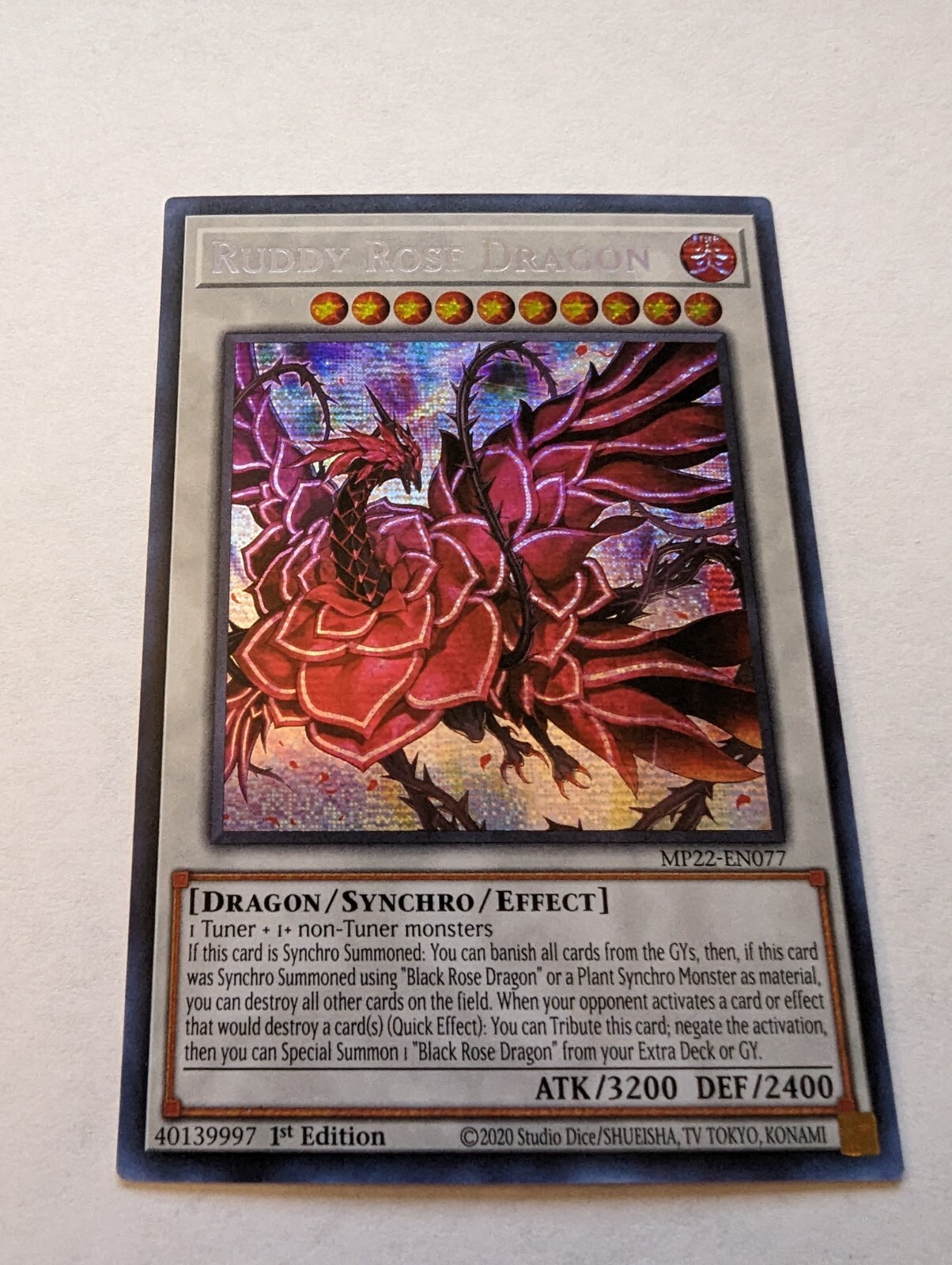Yu-Gi-Oh! Ruddy Rose Dragon 2022 Tin of the Pharaohs Gods MP22-EN077 ...