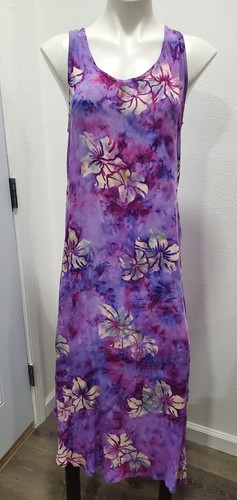 Women’s Expressions Catalog Purple Floral Hawaiian Maxi Dress Size M ...
